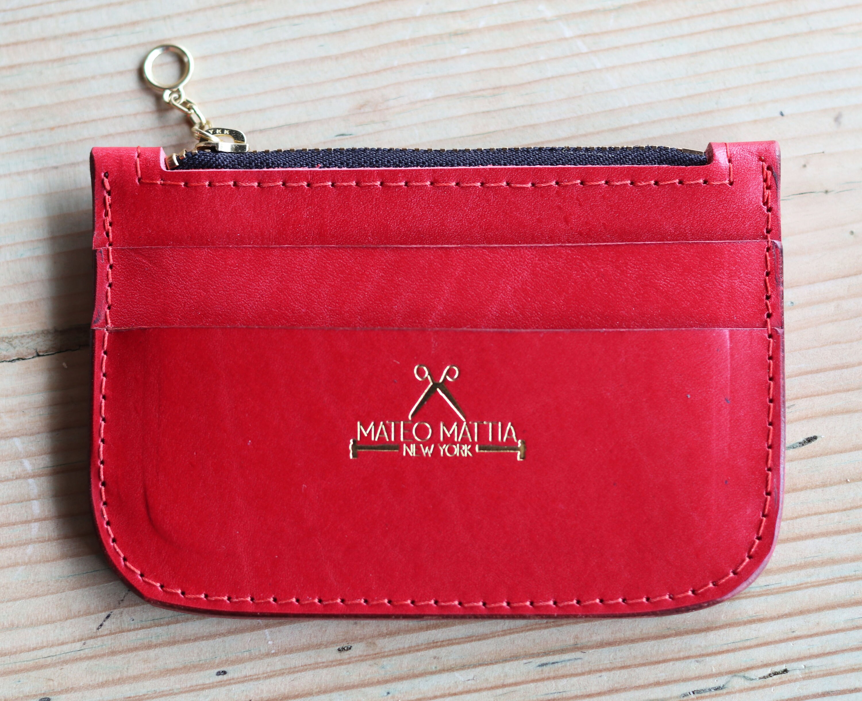 Red Leather Zip Wallet - Etsy
