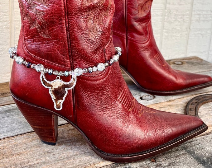 Cow Head Boot Chain Bling for Cowboy Boots | Rhinestone and Crystal ...