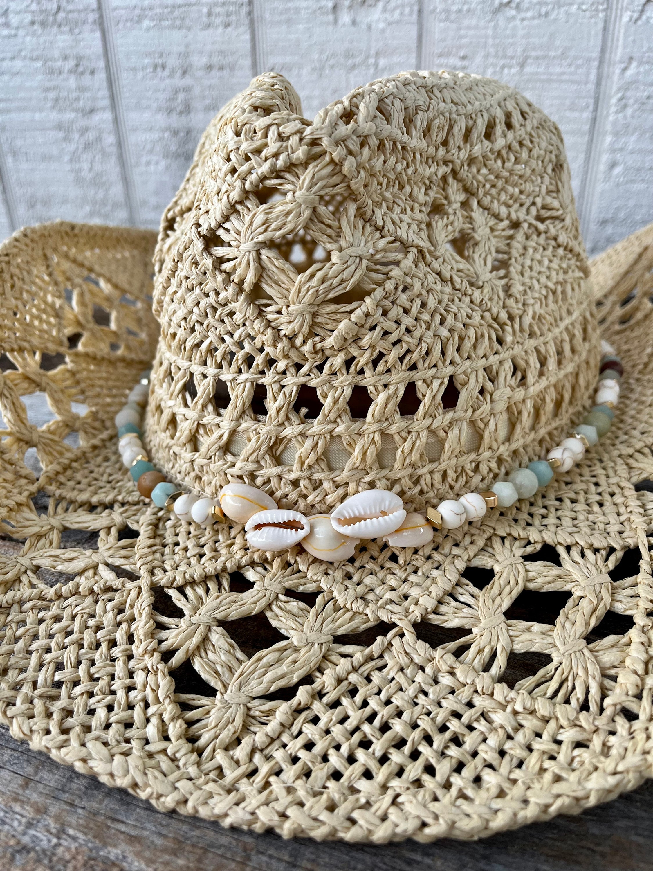Coastal Cowgirl Western Hat Band | Handmade Beaded Hat Band With Cowrie ...