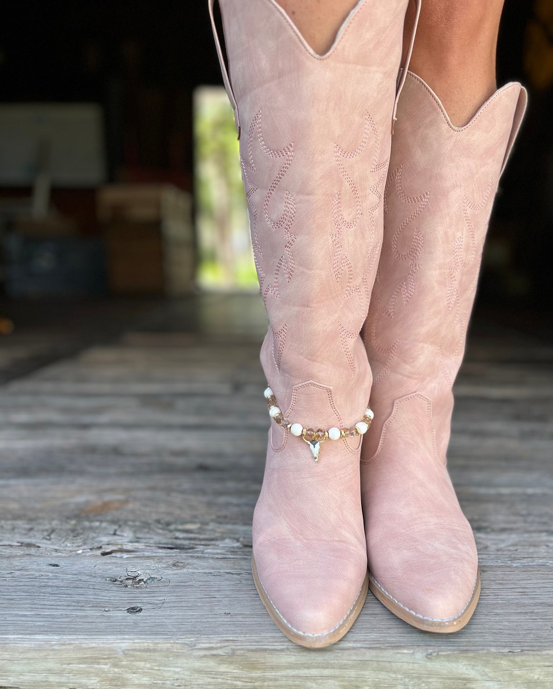 Cow Skull Cowgirl Boot Bracelet - Bull Skull Pendant Boot Jewelry for ...
