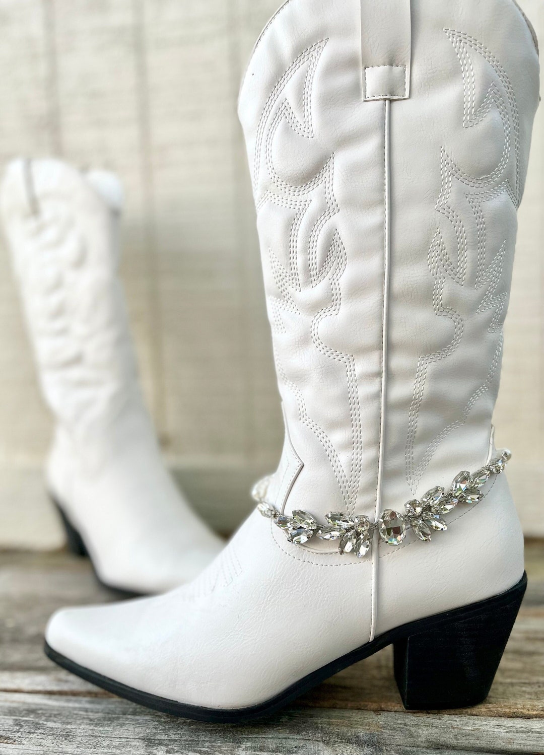 Western Wedding Boot Bracelet for Bride - Perfect Rhinestone and Pearl ...