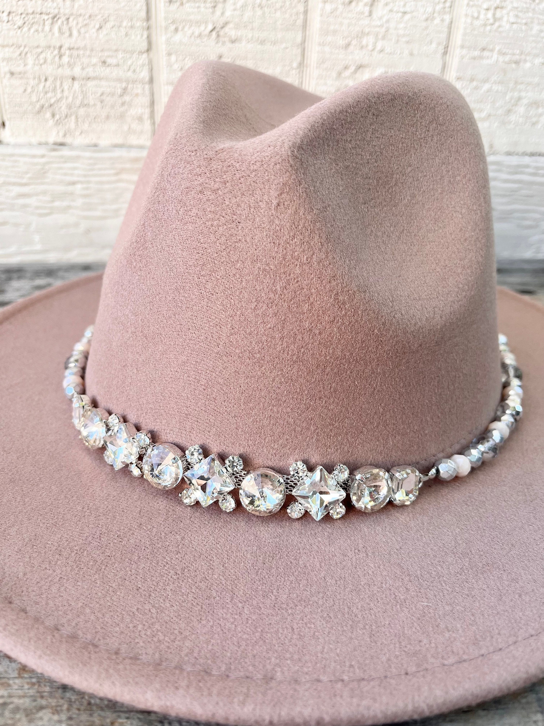Western Hat Band | Handmade Rhinestone and Pink Crystal Adjustable Hat ...