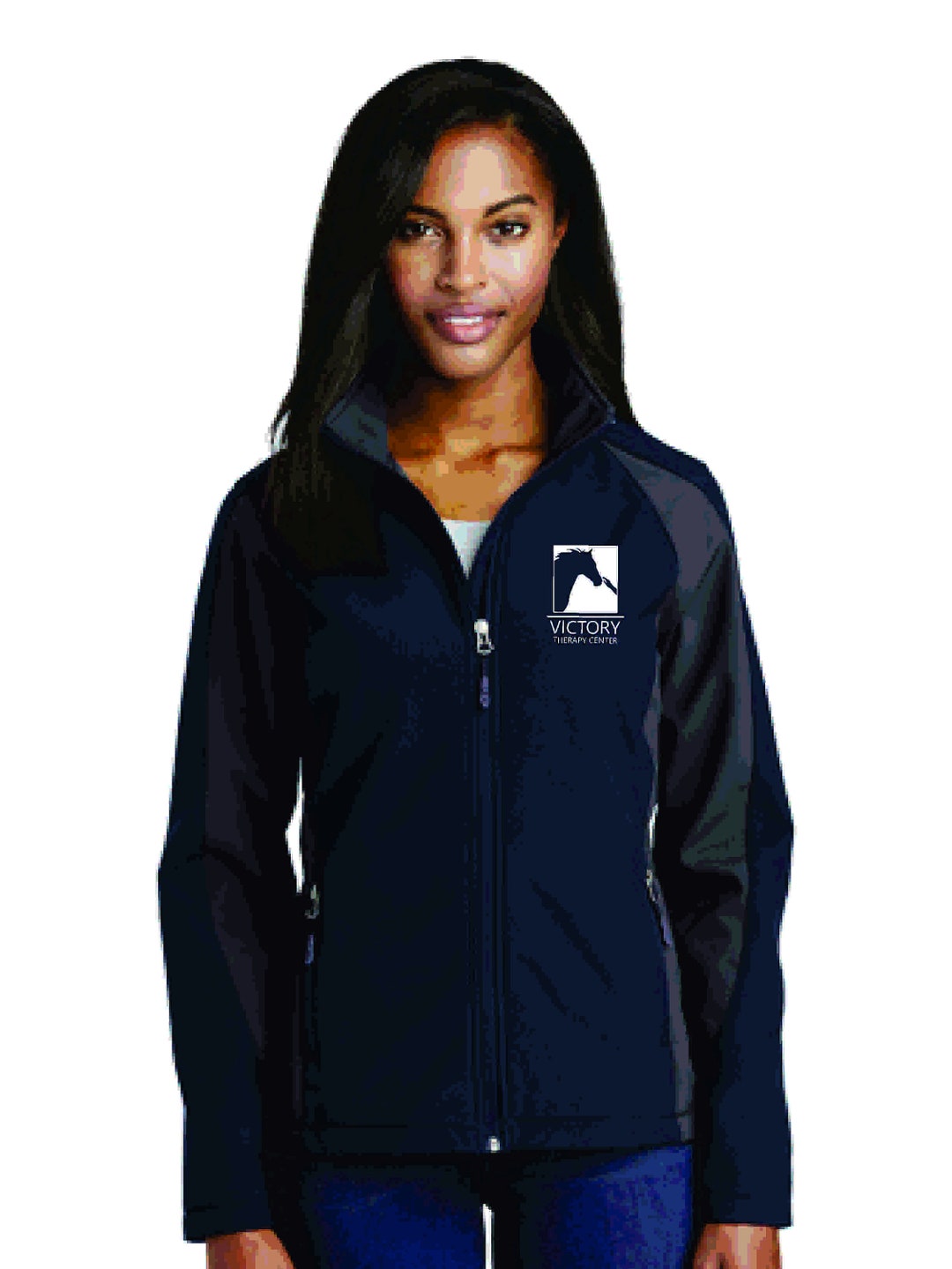 VTC010 Victory Therapy Center Colorblock Soft Shell Jacket Ladies Navy ...