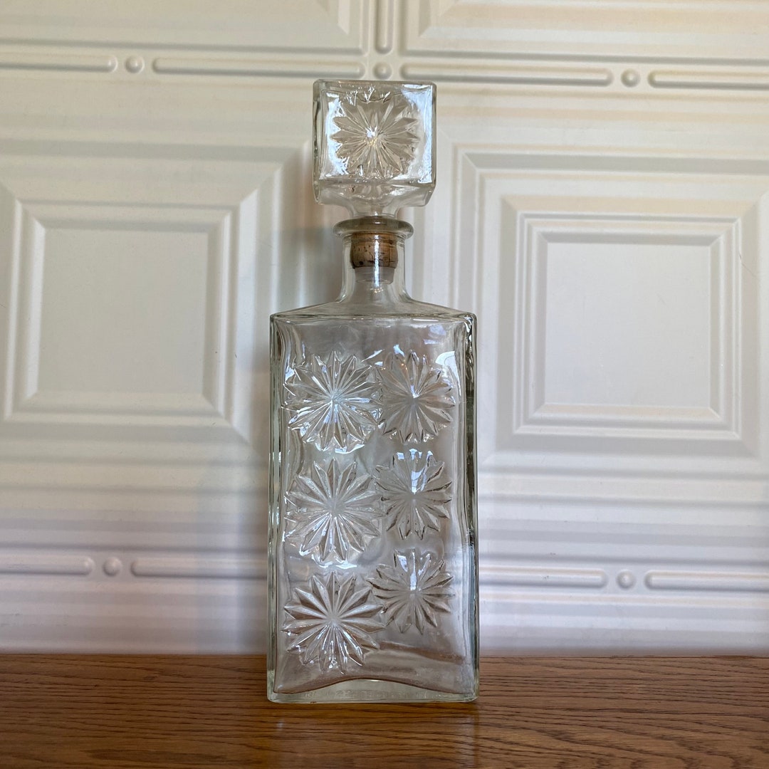 1960s Four Roses Rectangle Shape Sunburst Starburst Glass Decanter - Etsy