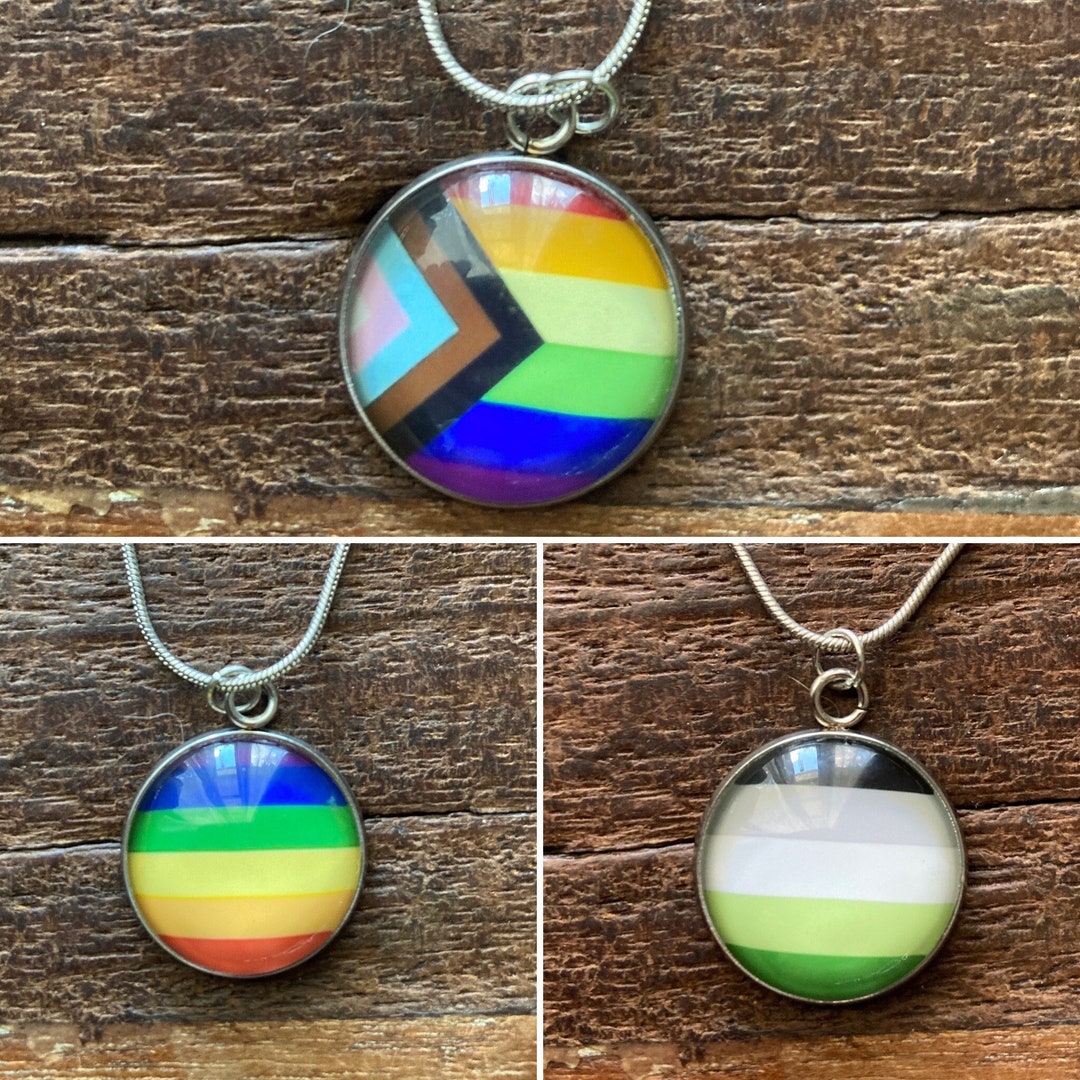 Pride Gender Flags Pendant Necklace Unisex Stainless Steel Rainbow ...