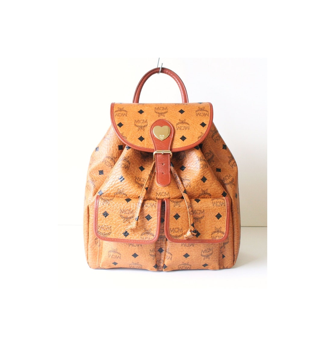 Authentic MCM Visetos Cognac Monogram Heart Plaque Backpack Rare - Etsy
