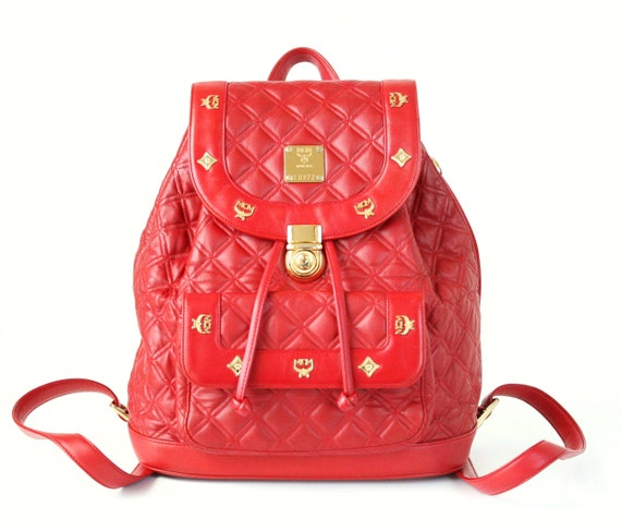 MCM Red Quilt Large Backpack authentic vintage bag - Gem