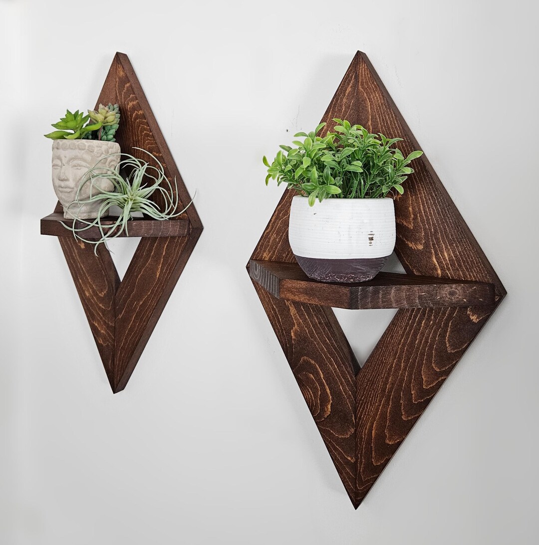 Geometric Wall Shelves (set of 2), Diamond Wall Shelf, Small Floating ...