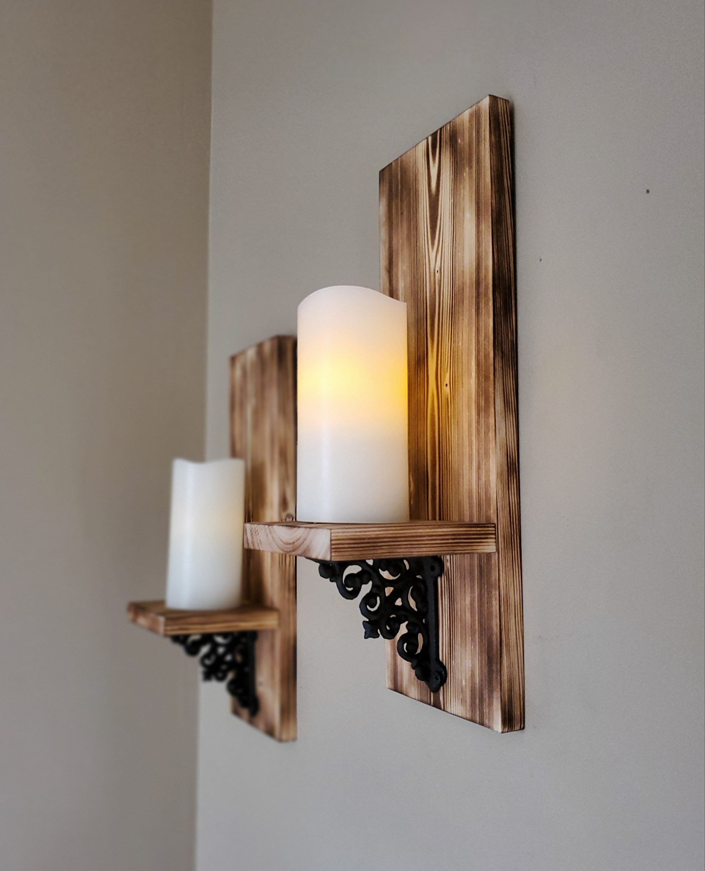 Wood Wall Sconce Wood Wall Decor Small Wall Shelves | Etsy