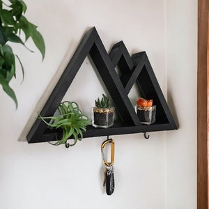 Mountain Key Rack, Wood Mountain Shelf, Christmas Gift, Cabin Wall ...