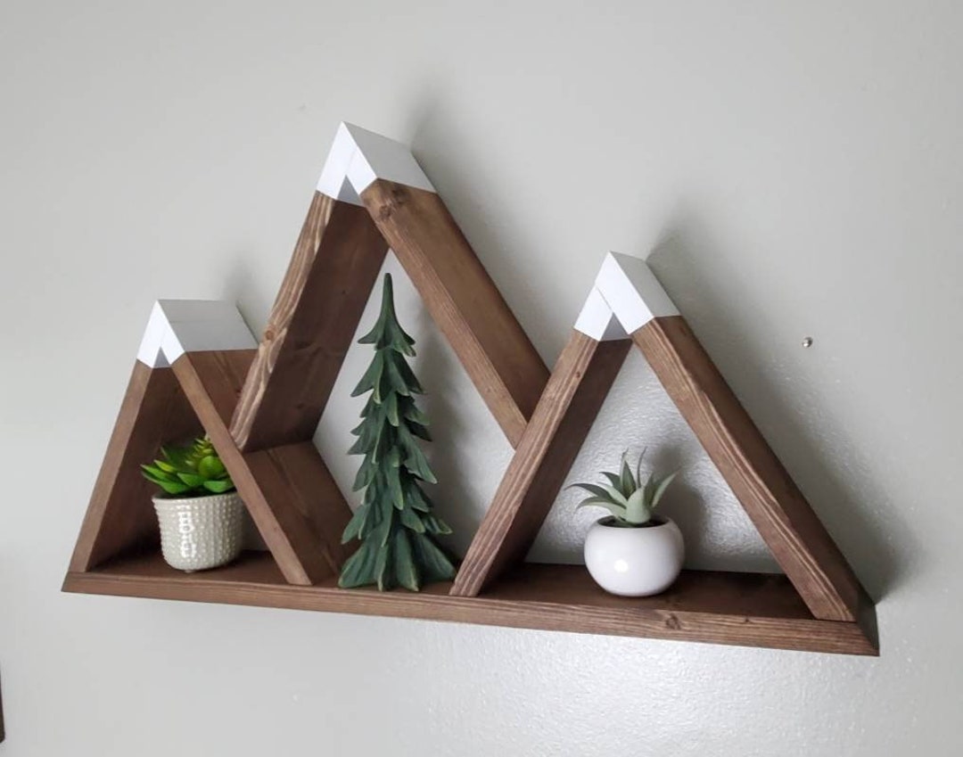 Floating Mountain Shelf, Wood Mountain Shelf, Mountain Decor, Rustic ...