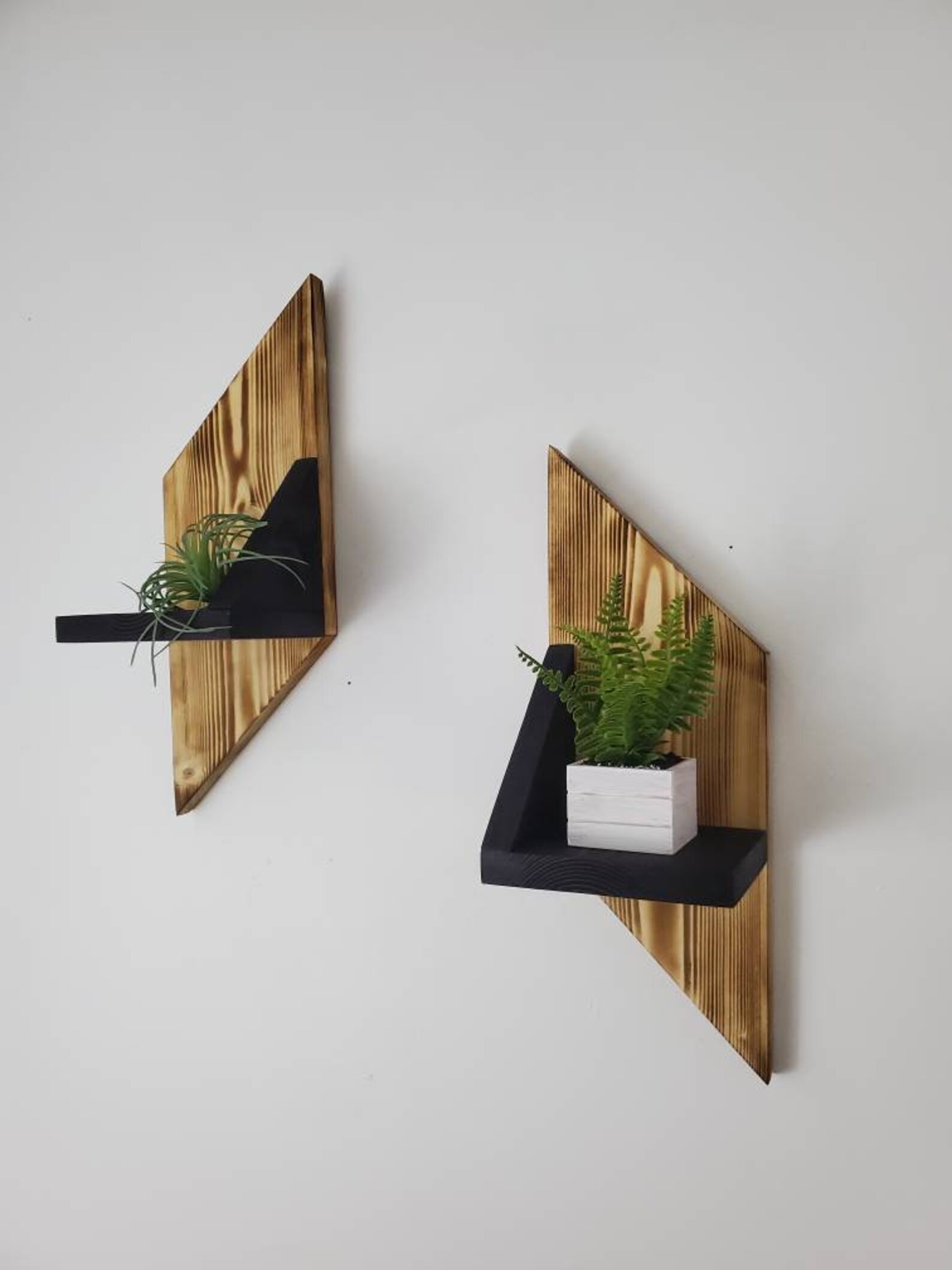 Geometric Wall Shelves set of 2 Wood Wall Decor Floating - Etsy UK