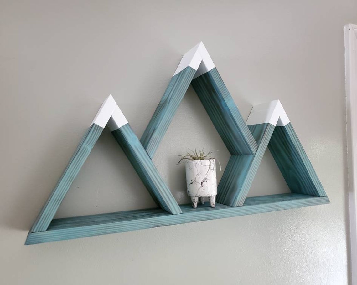 Wood Mountain Shelf Living Room Shelves Mountain Wall Decor - Etsy