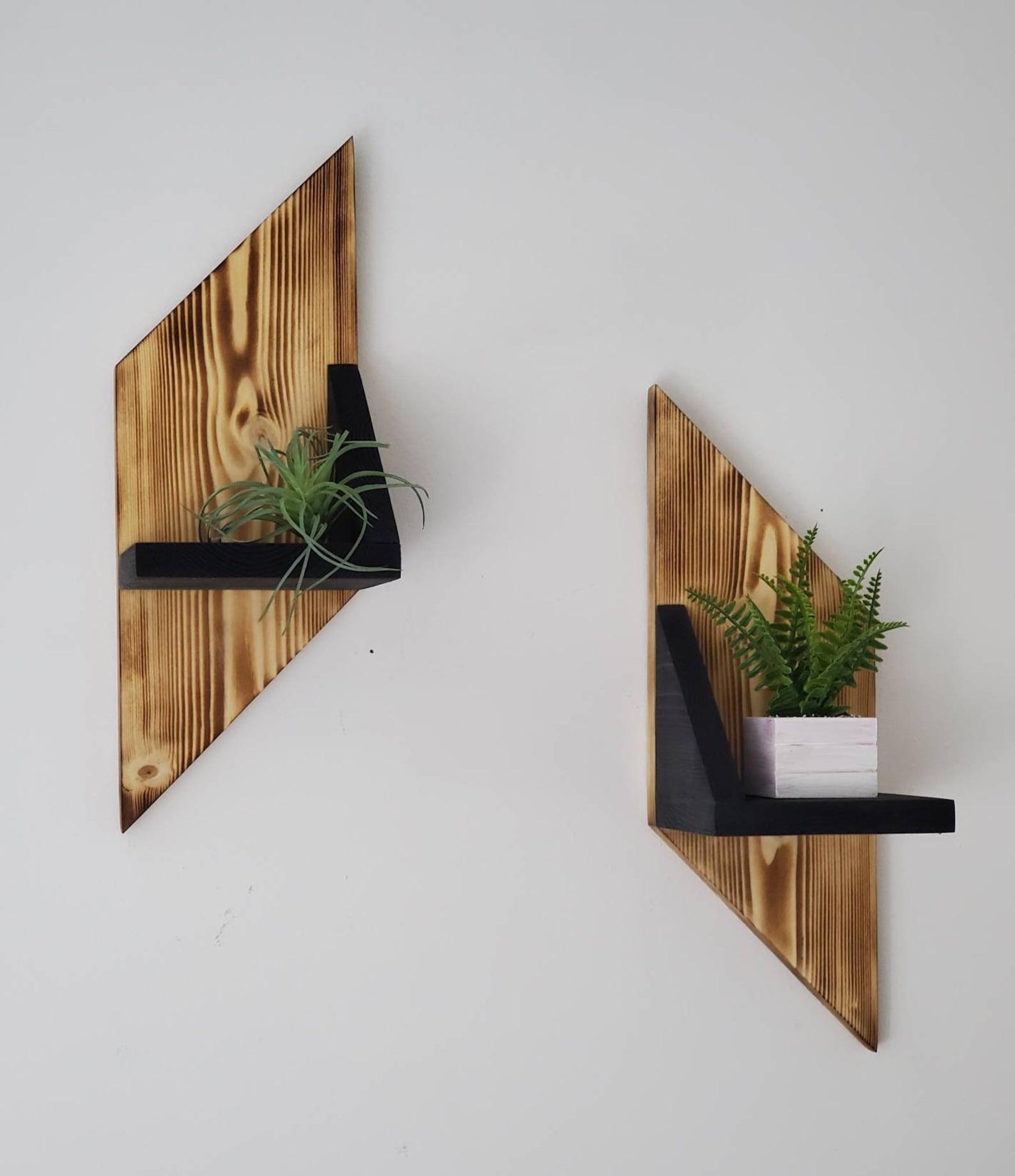 Geometric Shelf set of 2 Geometric Shelves Wood Wall | Etsy