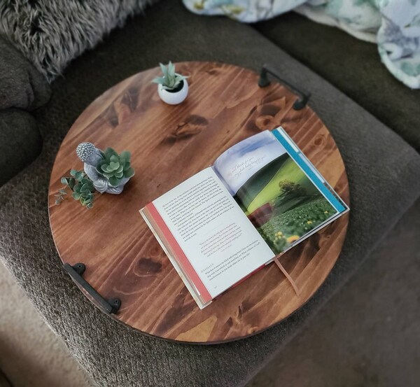 Wood Tray for Decor, Decorative Wood Tray, Wood Tray With Metal Handles ...