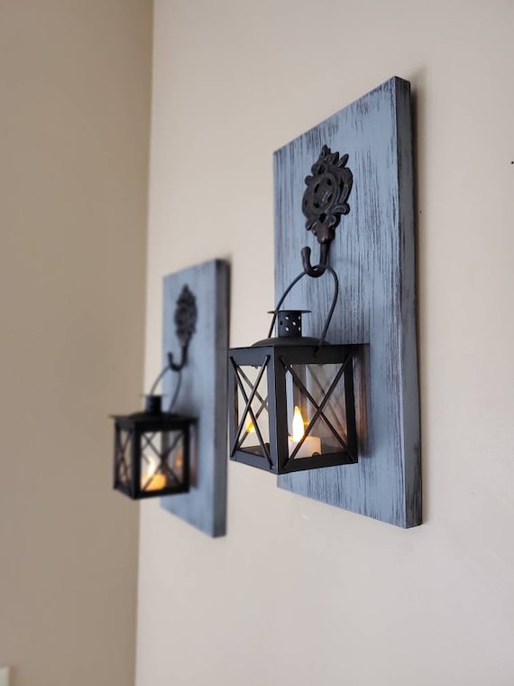Hanging Lantern Sconce Rustic Wall Sconce Candle Sconces | Etsy Hanging Lantern Sconce Rustic Wall Sconce Candle Sconces | Etsy