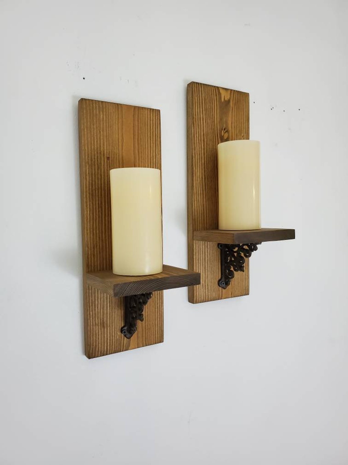 Rustic Wall Decor Wall Sconce Set of 2 Modern Rustic Wood | Etsy