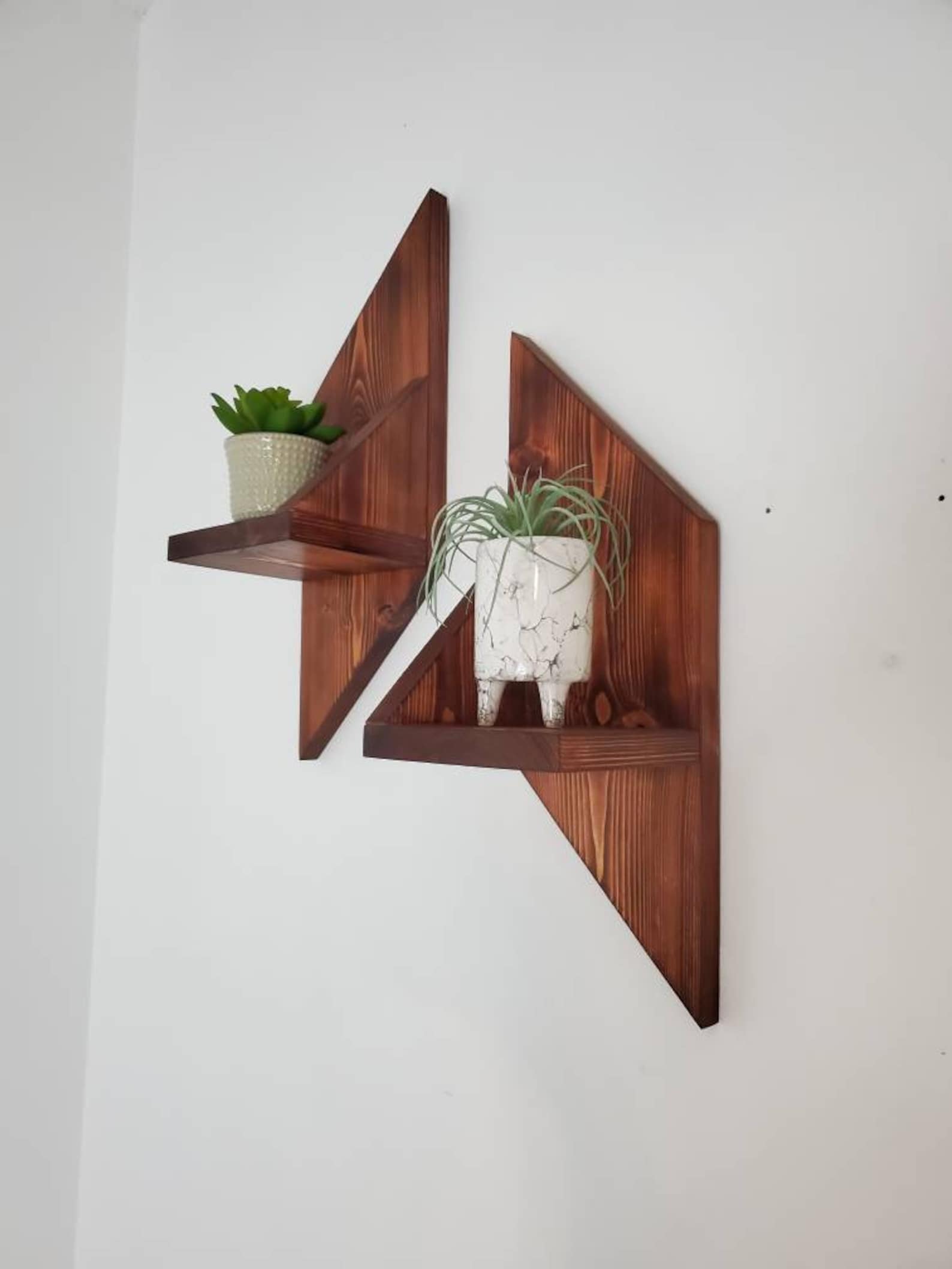 Geometric Shelf set of 2 Geometric Shelves Wood Wall | Etsy
