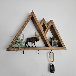 Mountain Key Rack, Wood Mountain Shelf, Christmas Gift, Cabin Wall ...