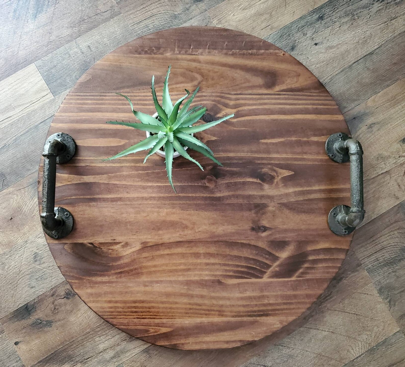 Round Coffee Table Tray, Tray With Handles, Round Wooden Serving Tray ...