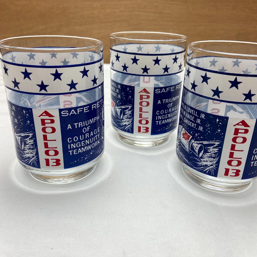 Apollo 13 Safe Return SET of 3 Vintage Drink Glassware 12 Oz. Juice ...