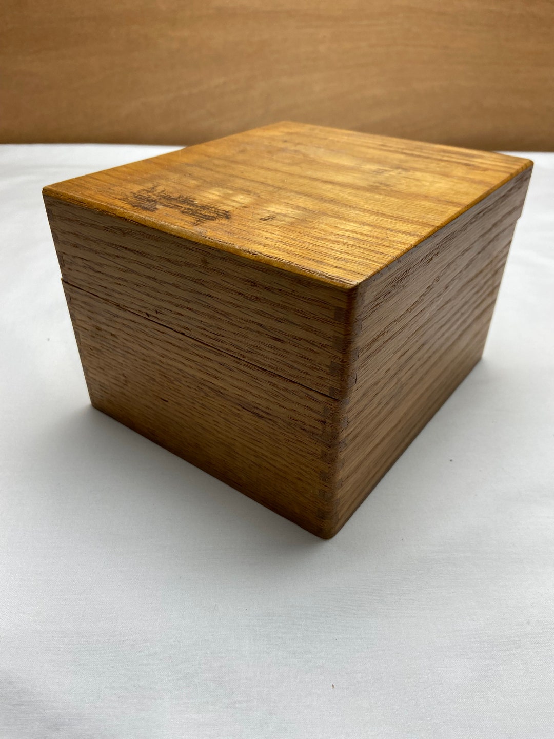 Wood Office File Box Recipe Library Index Card Box Fits 3x5 Card Metal ...