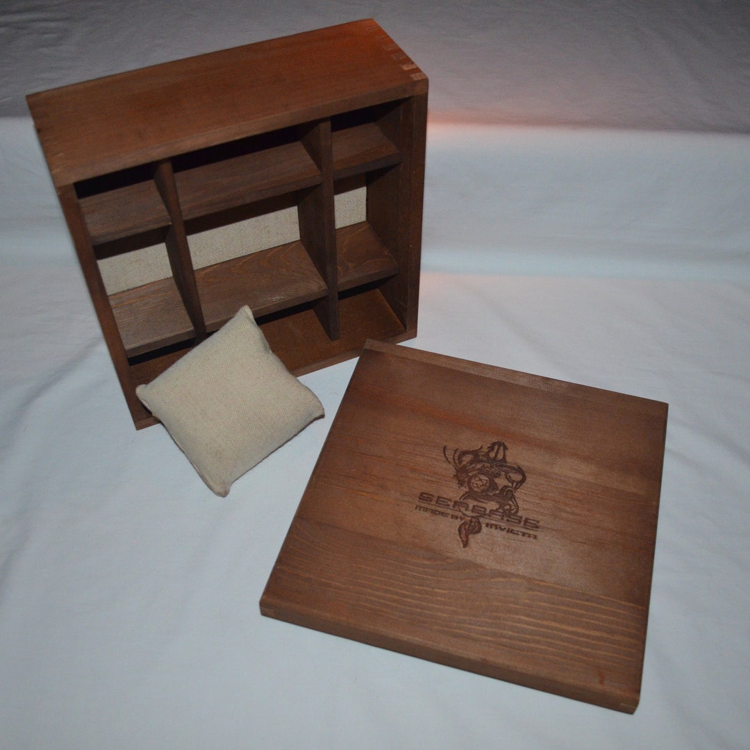 Seabase Wood Watch Box - Invicta - 11" X 11" X 5" - Removable Lid - One ...