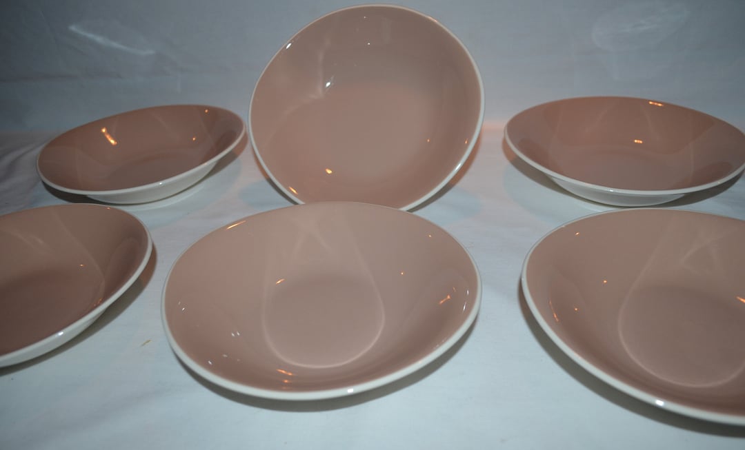 SET of 6 - Harkerware - Elliptical Soup Cereal Coupe 7.5" X 7" X 1.5" H ...