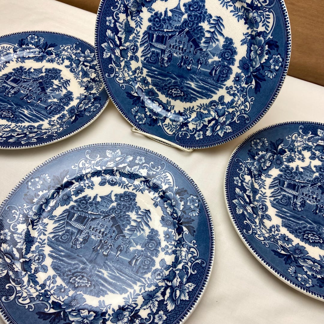 SET of 4 Avon Cottage 10 Dinner Plates Thomas Hughes & Sons Longport ...