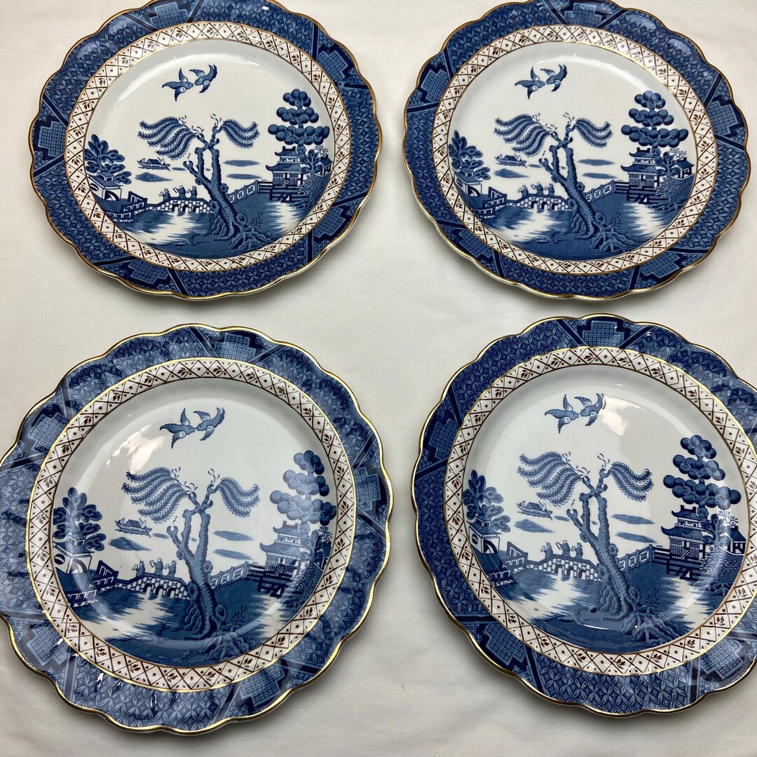 Booths Real Old Willow Blue China SET of 4 Dinner Plates 9 5/8 ...