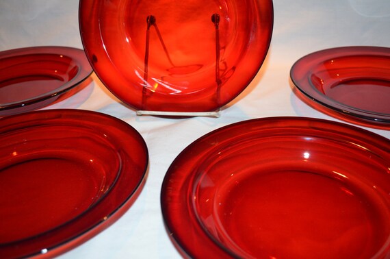 Arcoroc SET of 5 Ruby Red Soup Salad Bowl 8.5 | Etsy