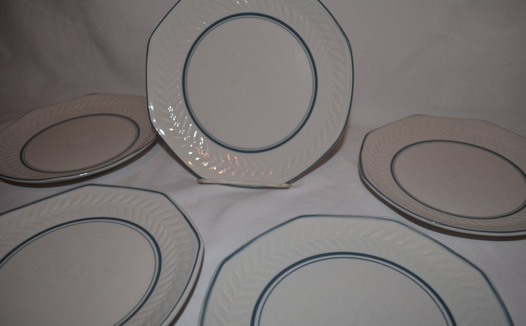 SET of 5 - Shenango China Carlton Embossed Laurel Leaf Octagon - Salad ...