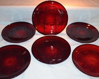 Ruby Red Glass Plates - Etsy