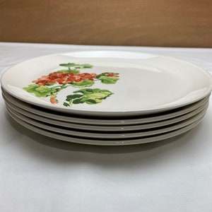 Geranium by Salem China Company SET of 5 Dinner Plates 10" Diameter ...