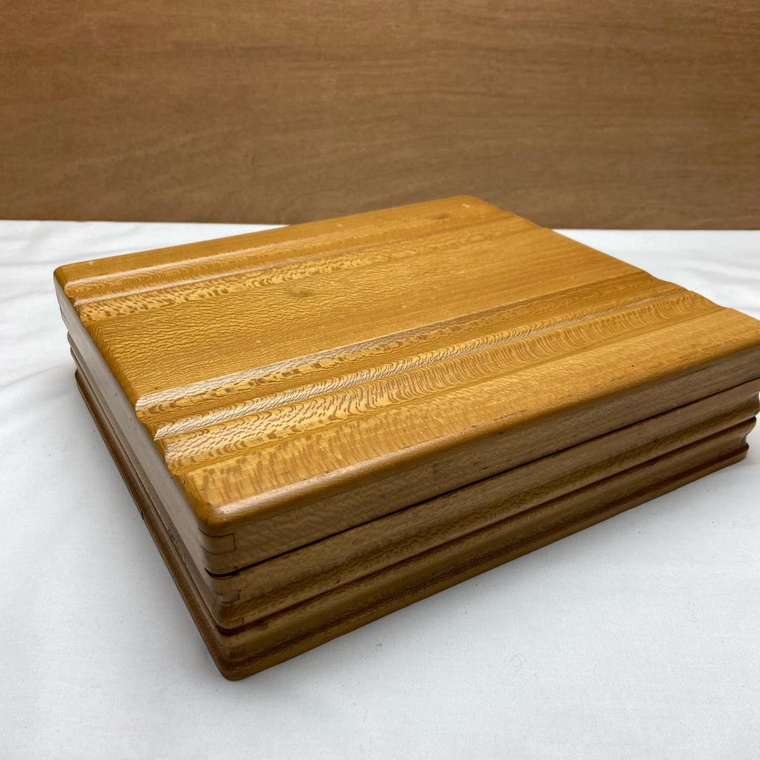 Unique Grooved Top and Sides Wood Box for Office Desk Trinket Knick ...