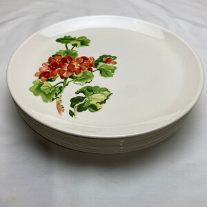 Geranium by Salem China Company SET of 5 Dinner Plates 10" Diameter ...
