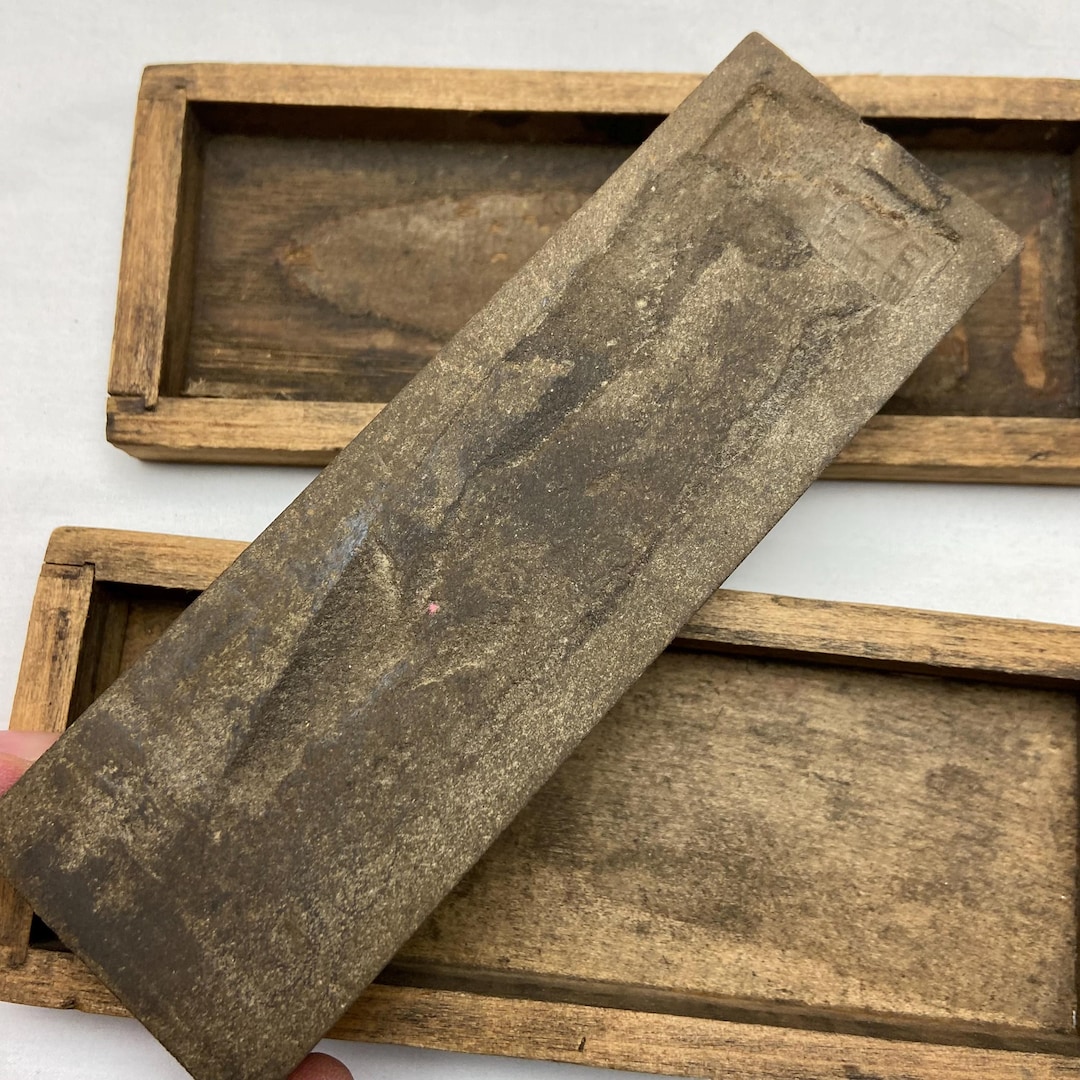 Old Sharpening Stone Water Stone Whetstone in OLD Wood Box for Honing ...