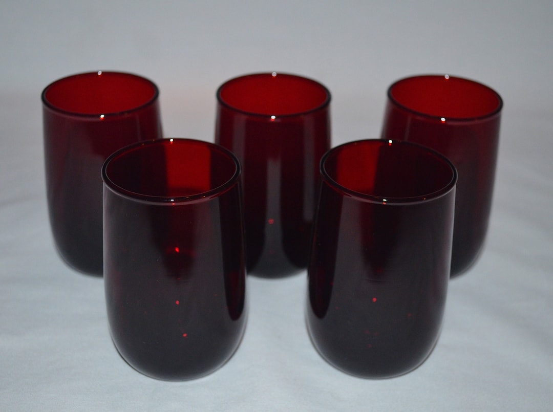 PETITE - 4 Oz. - Royal Ruby Red - SET of 5 - Roly Poly - Water Juice ...