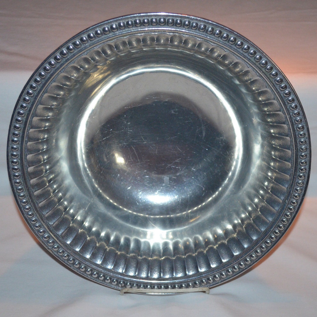 LARGE Serving Bowl Flutes and Pearls Wilton Armetale 11 3/4 Diameter X ...