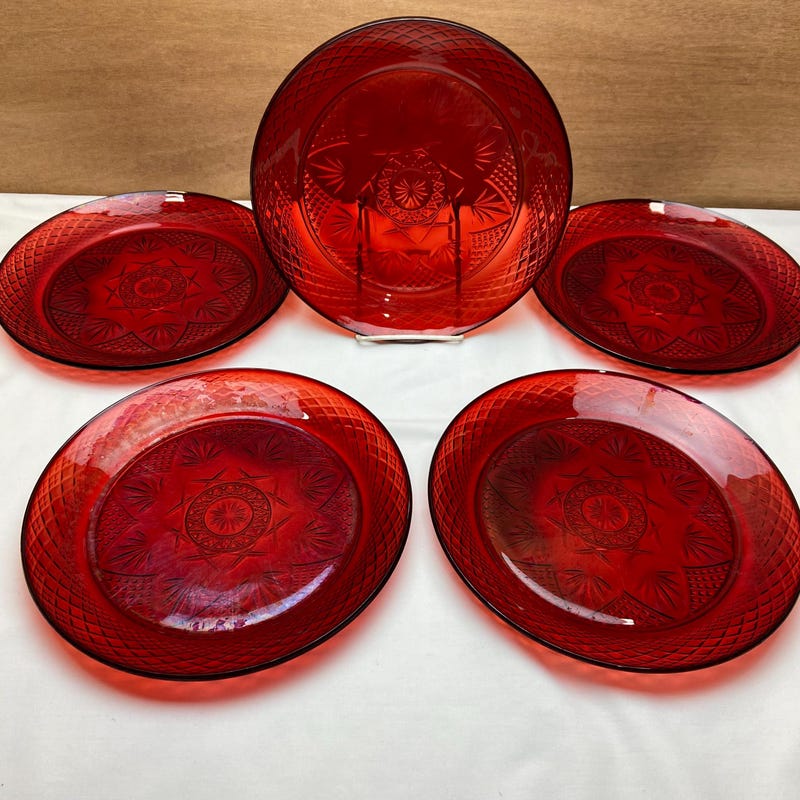 Red Depression Glass - Etsy