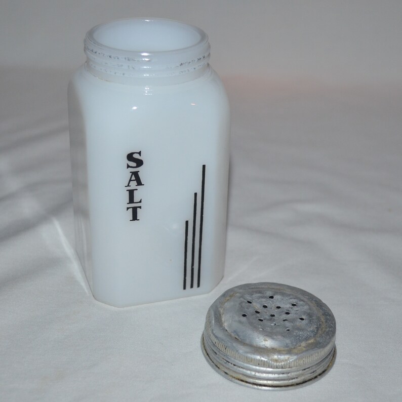 Vintage White Milk Glass - Square Salt Shaker - Art Deco Style ...