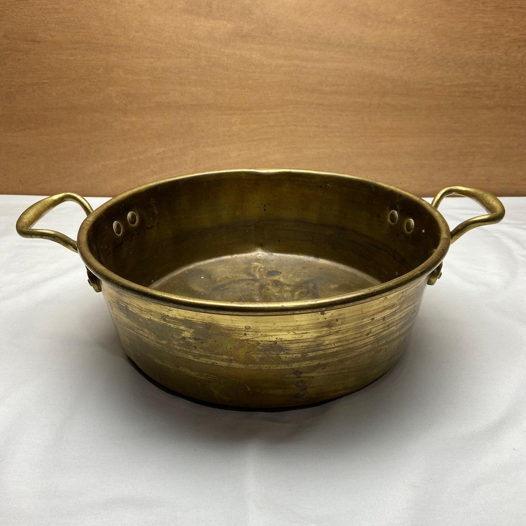 Large Brass Pan With Two Brass Handles 12.5" Diameter X 4.25" High ...