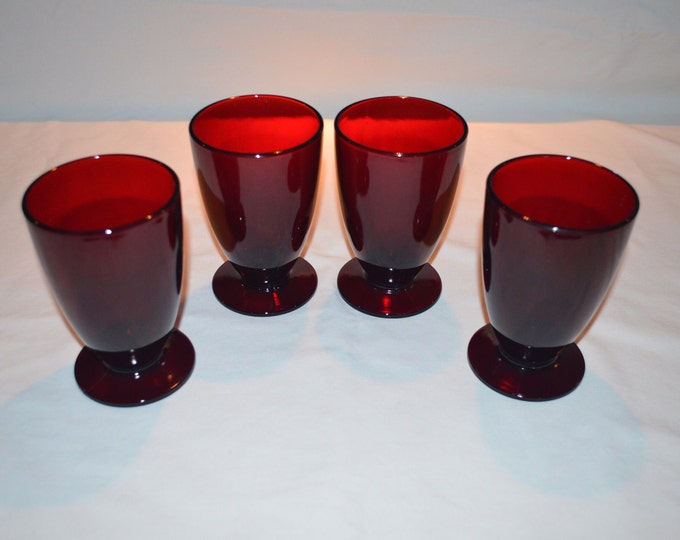 Vintage Anchor Hocking Royal Ruby Red Baltic Glasses, Set of 6, Footed ...