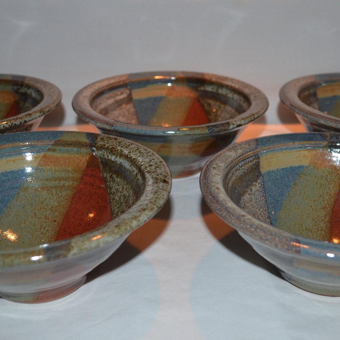 Bruce Jordan Red Cedar Pottery SET of 5 Bowls Studio Art Pottery ...