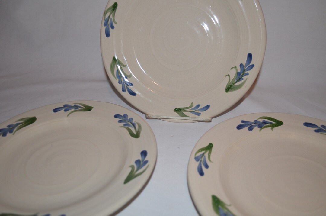 Rowe Pottery Works - SET of 3 Plates - Vintage Crazed White Glaze With ...