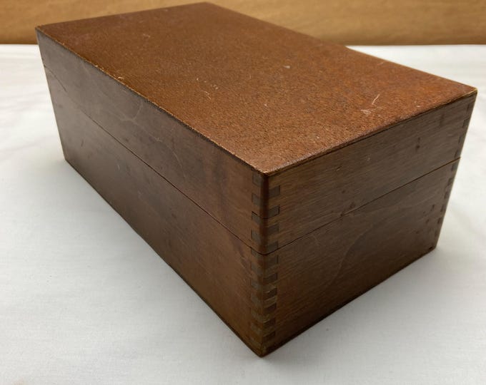 LONG Wayne Novelty Oak Wood Office File Box Recipe Library Index Card ...