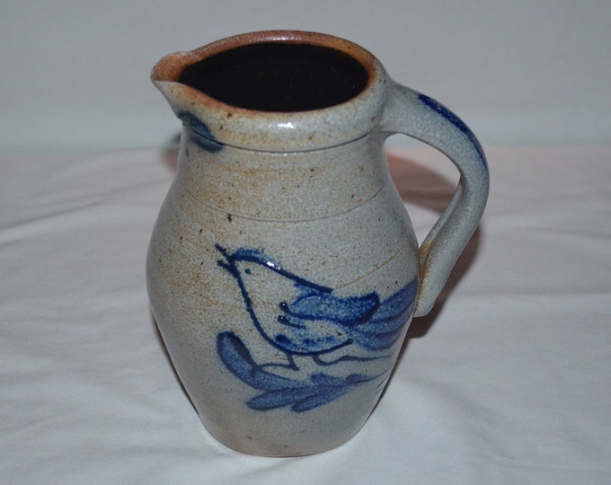 Rowe Pottery Medium Pitcher Creamer With Handle Bird Pattern UNIQUE ...