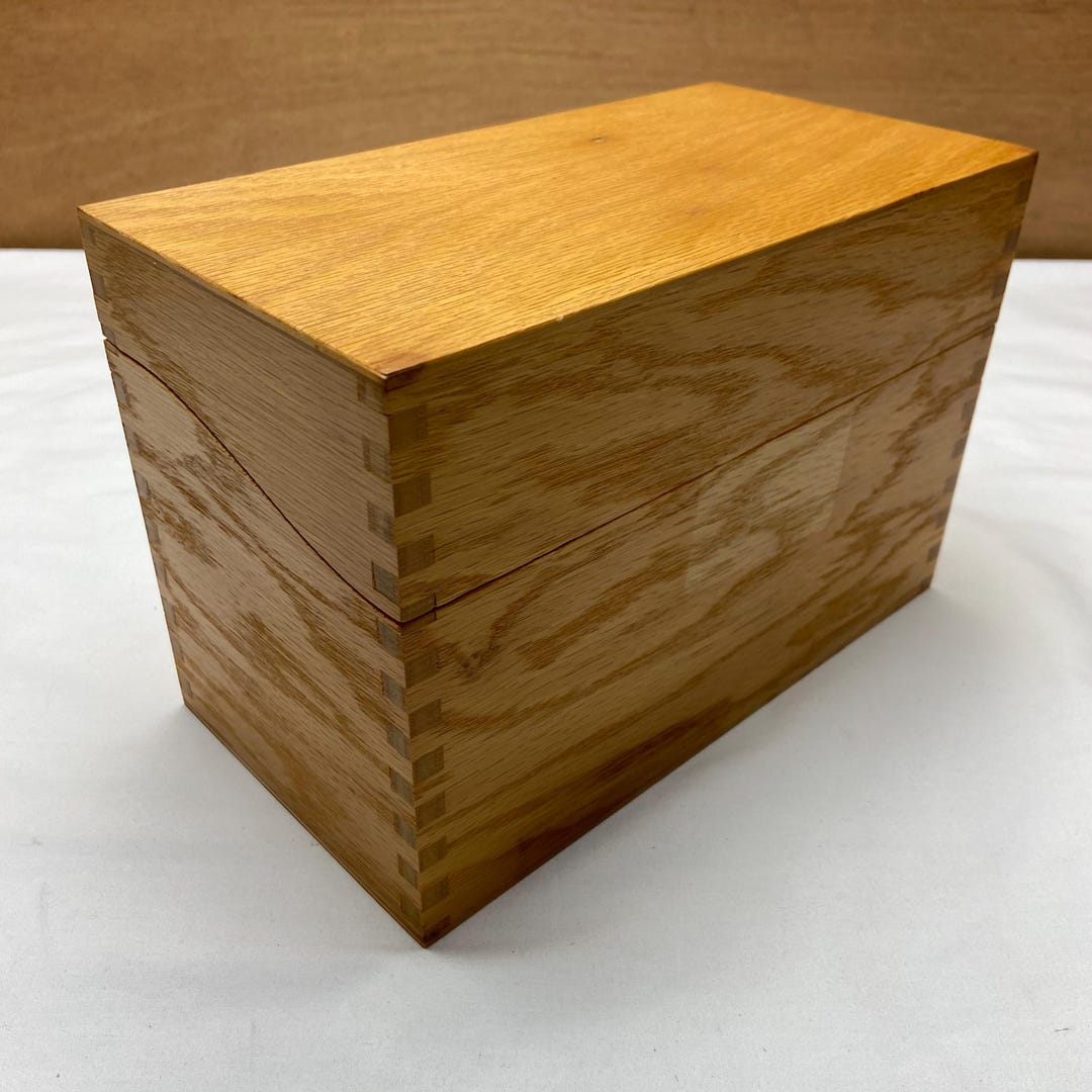 Carver LARGE Oak Wood Office File Recipe Library Index Card Box Fits ...