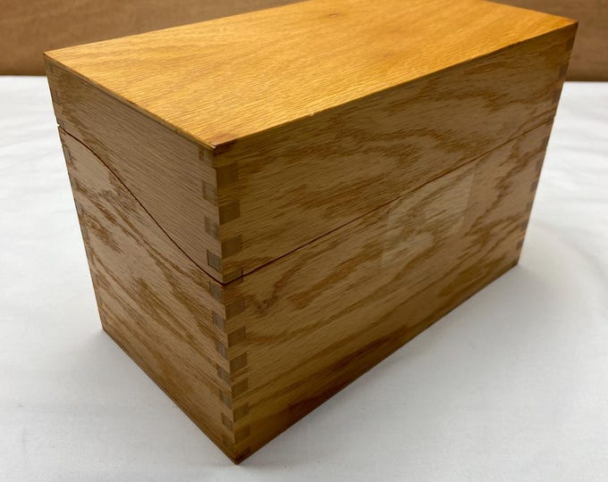 Carver LARGE Oak Wood Office File Recipe Library Index Card Box Fits ...