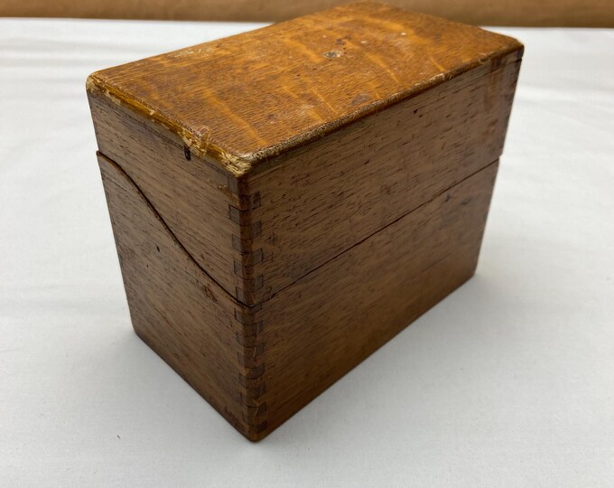 Vintage Oak Wood Recipe Index File Box 3x5 Recipe Library Index Card ...